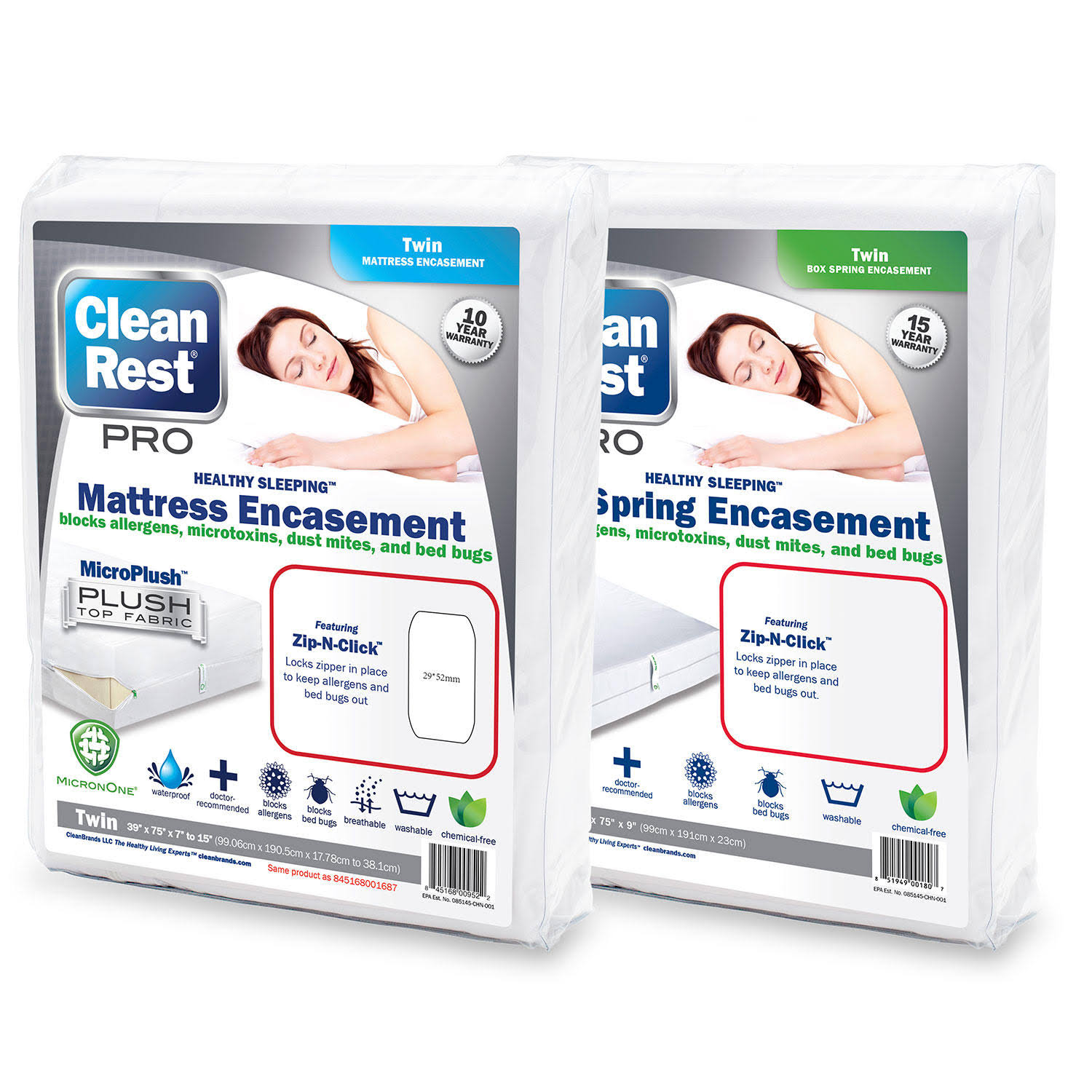 CleanRest Pro Bed Bug, Allergen, Dust Mite Encasement Set - Twin ...